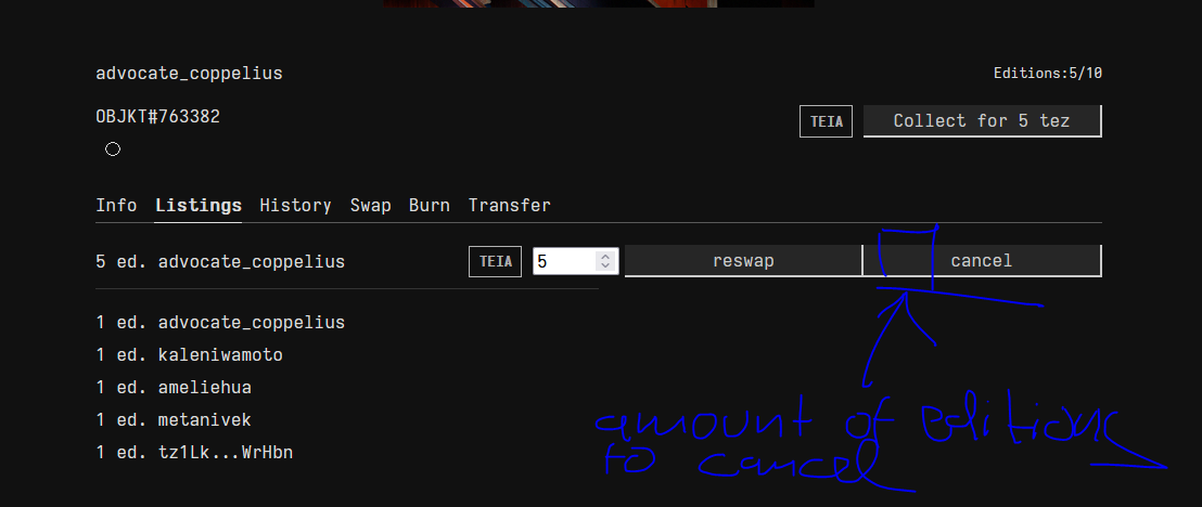 [feat] add an 'amount to cancel' option in listings like the reswap option · Issue #238 · teia ...
