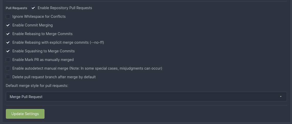 Enable Manual Merge Options Per Default · Issue 18520 · Go Giteagitea · Github