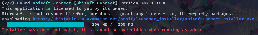 [Bug]: Ubisoft Connect (Ubisoft.Connect) installer hash not matching ...