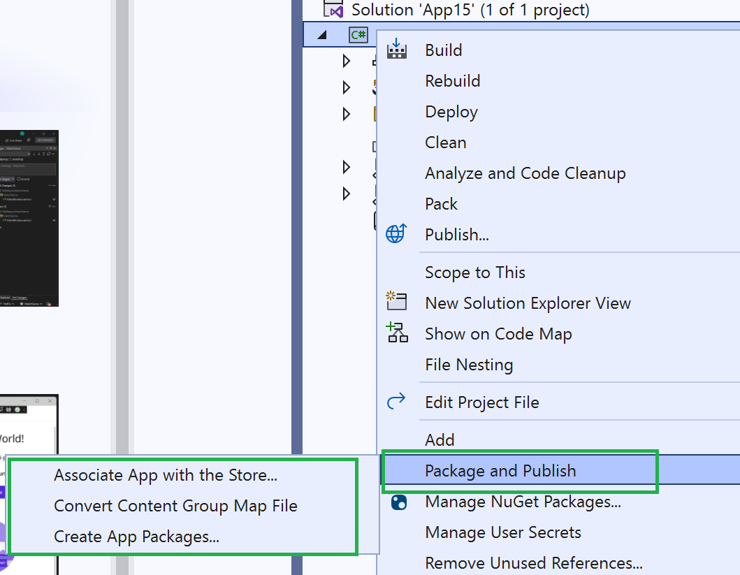 The "Package and Publish" context menu is missing in WinUI project · Issue #7928 · microsoft ...