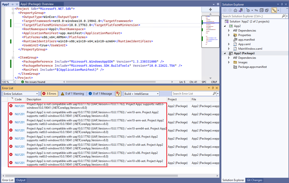 [.NET 8.0] Unpackaged WinUI 3 desktop app failed with Not compatible errors · Issue #8463 ...