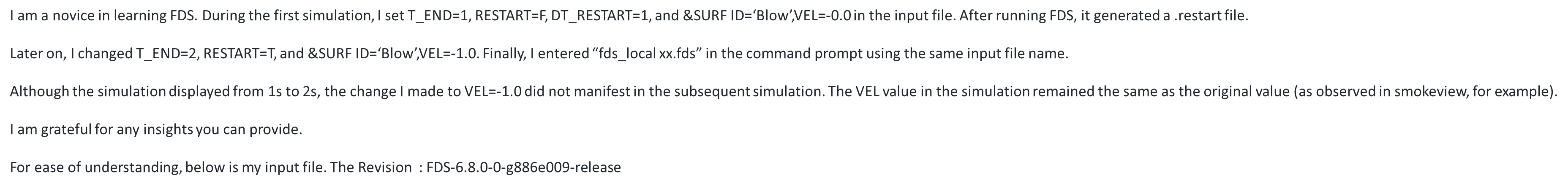 Seeking help regarding FDS RESTART. · Issue #12045 · firemodels/fds · GitHub