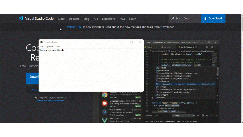 A11y_Visual Studio Code Services_Home_Header_ScreenReader:Narrator announcing search box as ...