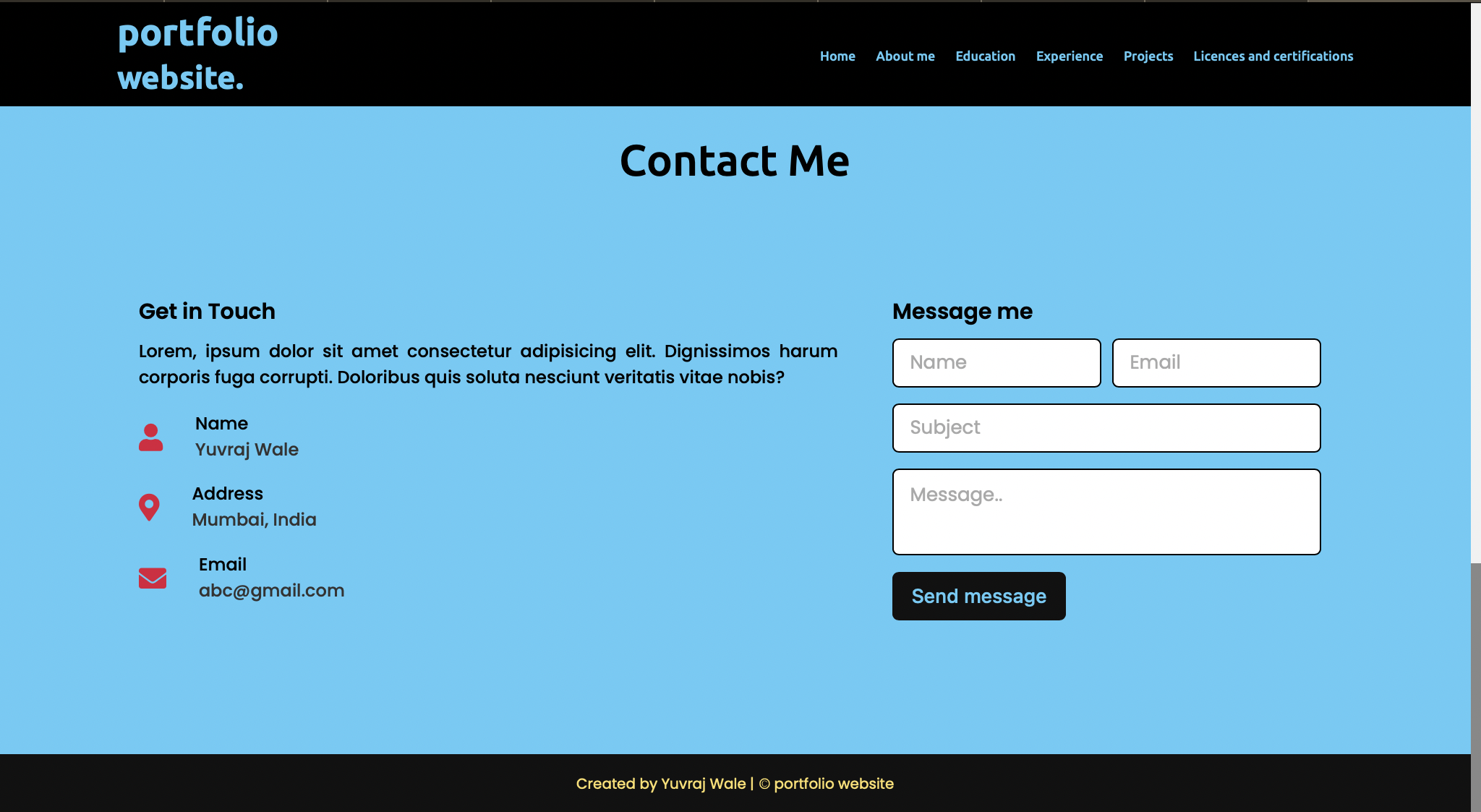 GitHub - yuvraj-wale/portfolio-website-template: A simple portfolio website template