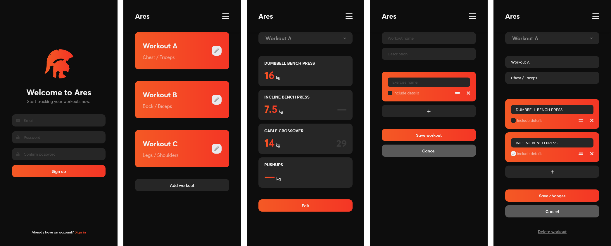 GitHub - brunosag/ares: A minimal workout tracker web app built with Flask.