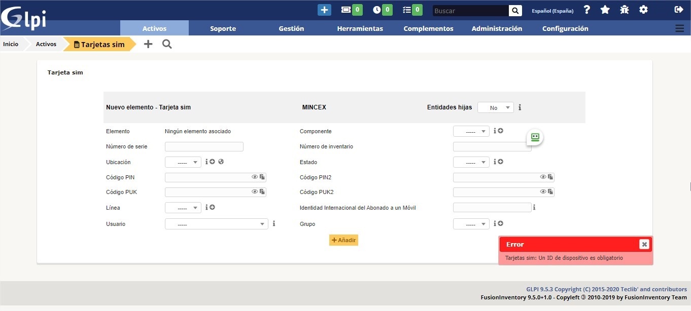 Problema Para Crear Tarjeta Sim · Issue 10324 · Glpi Projectglpi · Github