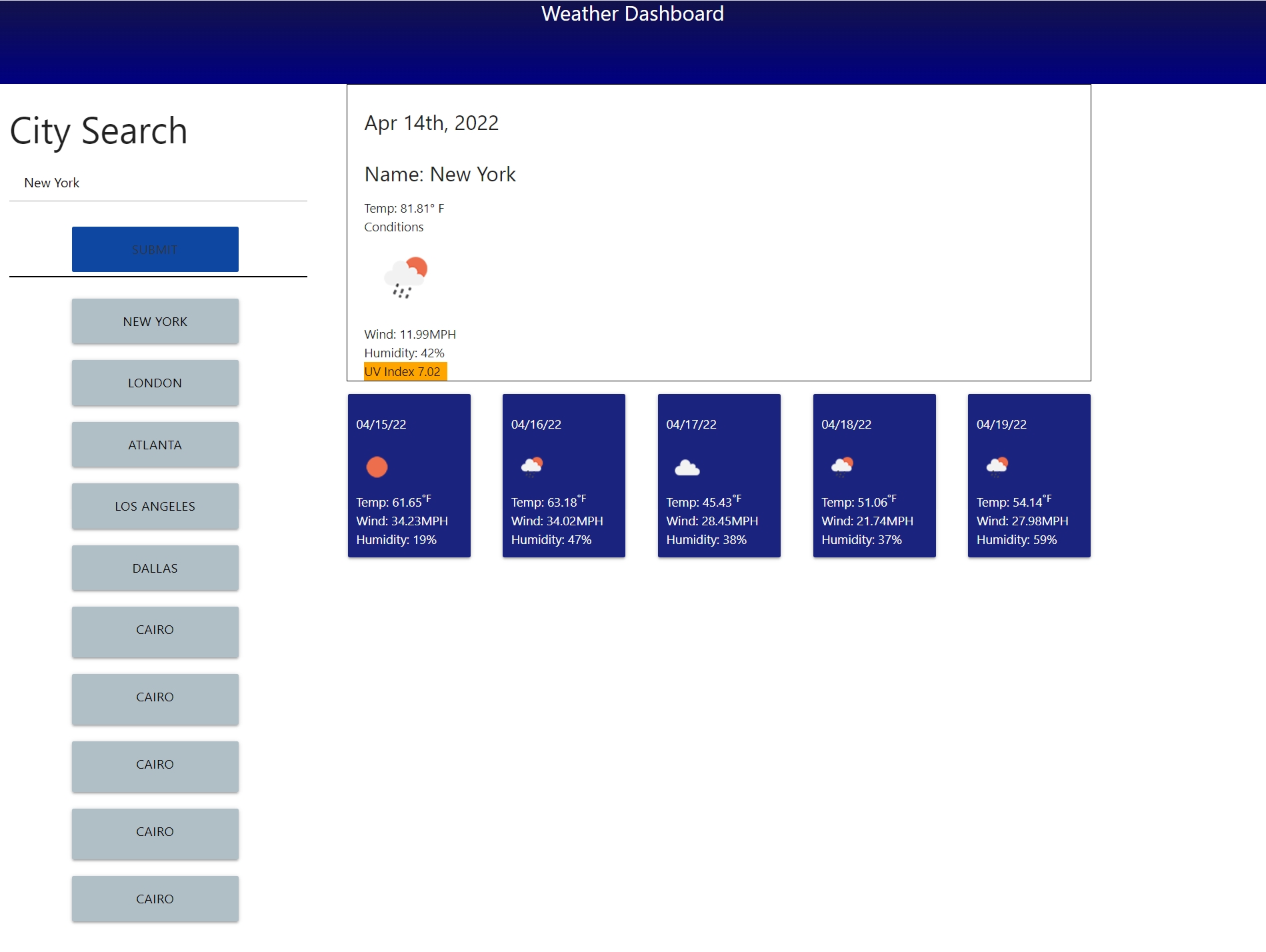 GitHub - katykb/Weather-Dashboard: Use third-party APIs to create a ...