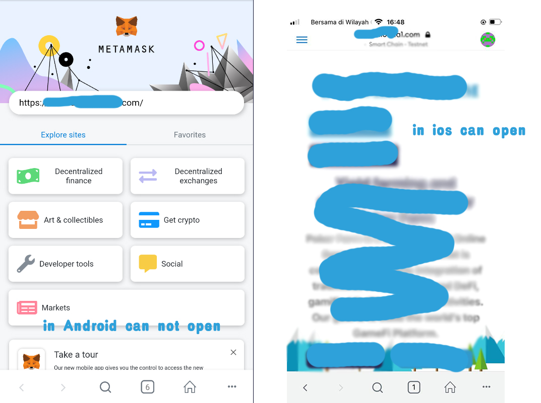 project website cannot be opened in the built-in browser of Metamask on Android · Issue #3571 ...