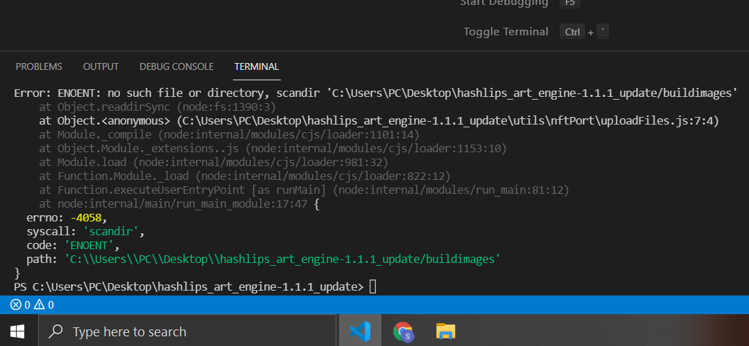 rror: ENOENT: scandir #-4058 · Issue #47 · codeSTACKr/create-10k-nft-collection · GitHub
