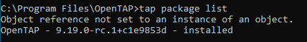 `tap package list` object reference not set · Issue #807 · opentap/opentap · GitHub