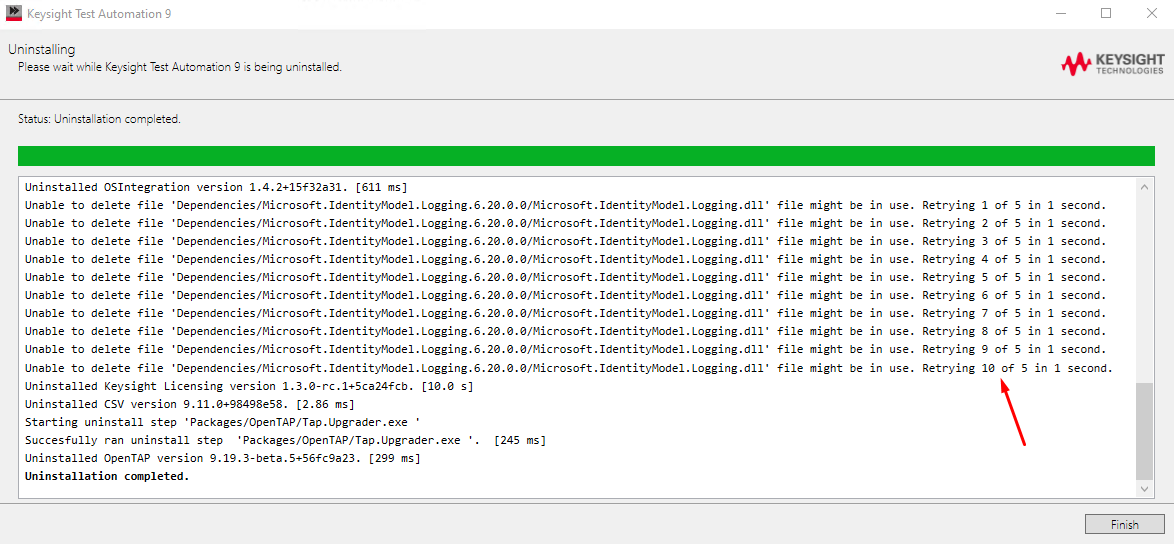 Uninstall: Files in use retry goes to 10/5 · Issue #887 · opentap/opentap · GitHub