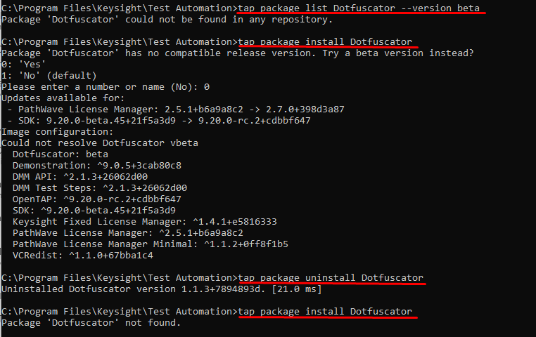 `tap Package Install` Offers To Try A Beta Even Though It Does Not