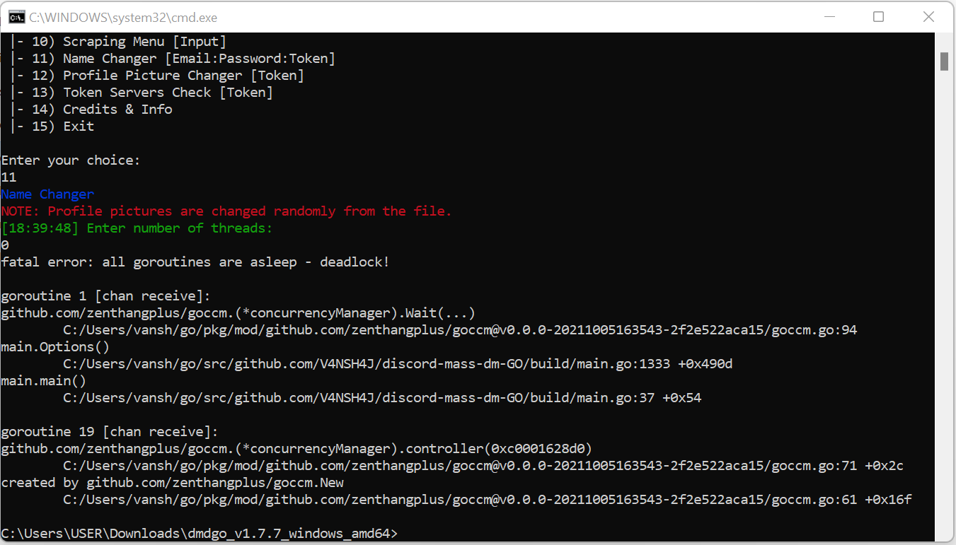 NAME CHANGER NOT WORKING · Issue #245 · V4NSH4J/discord-mass-DM-GO · GitHub