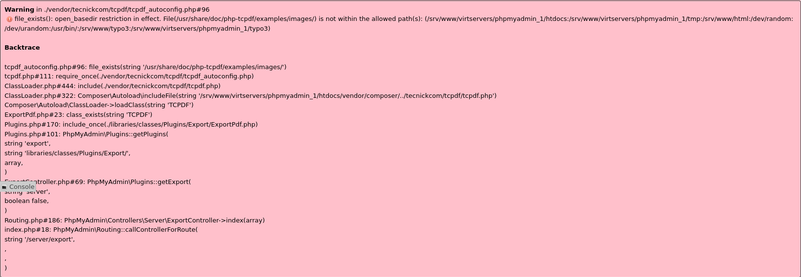 open_basedir restrictions in Export page · Issue #16923 · phpmyadmin/phpmyadmin · GitHub