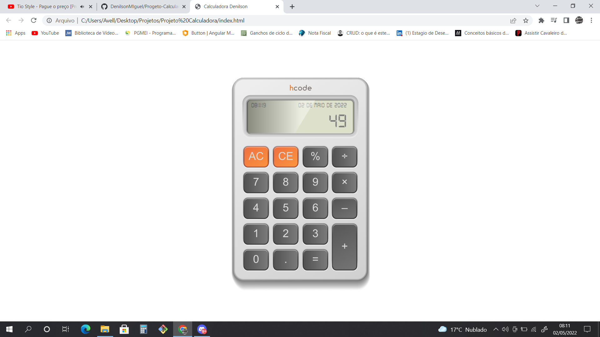 GitHub - DenilsonMIguel/Progeto-Calculadora: Projeto simples, desenvolvido com html css javascript