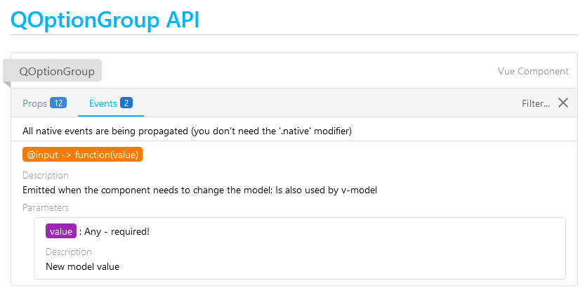 [docs] QOptionGroup API says it has 2 events but shows only one · Issue #9621 · quasarframework ...