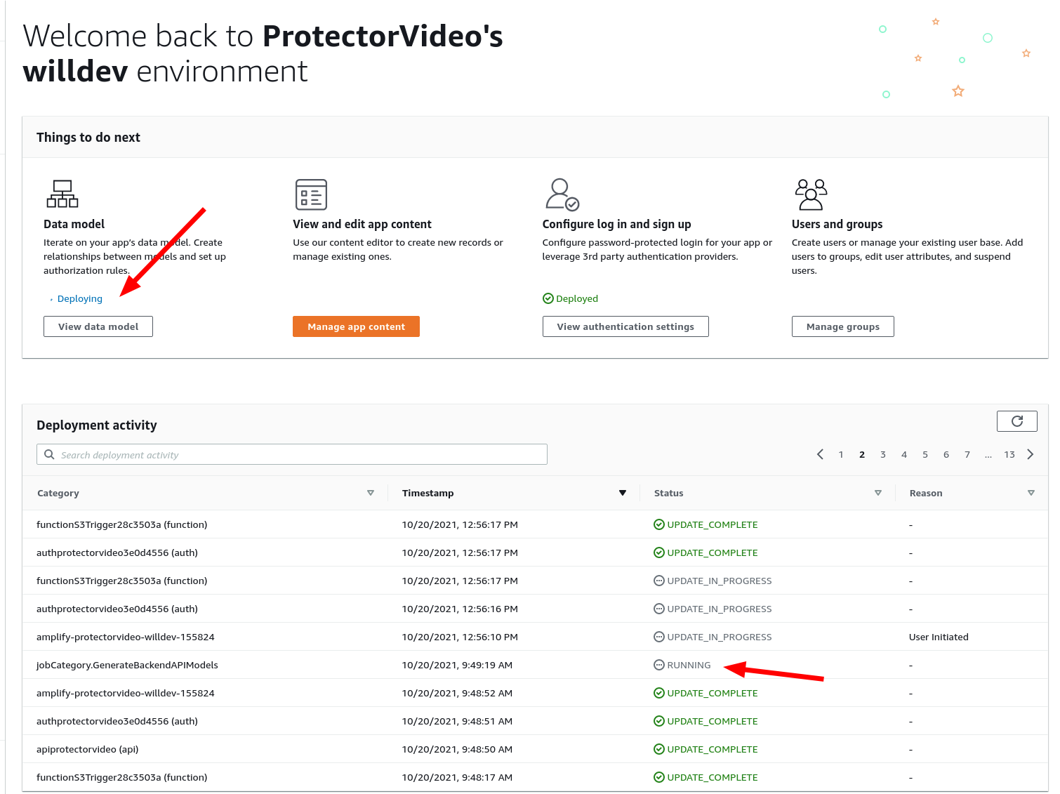 Amplify stuck on Data Model deploying for many hours · Issue #352 · aws-amplify/amplify-studio ...
