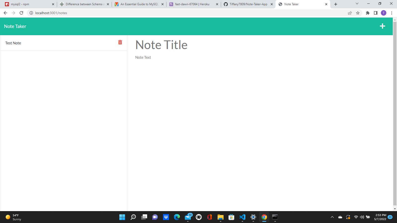 GitHub - Tiffany7809/Note-Taker-App