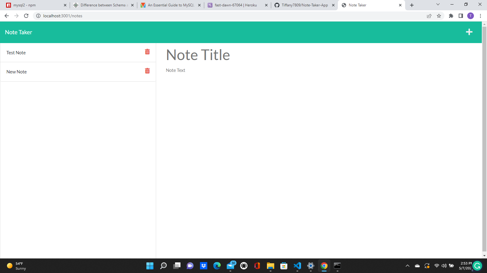 GitHub - Tiffany7809/Note-Taker-App