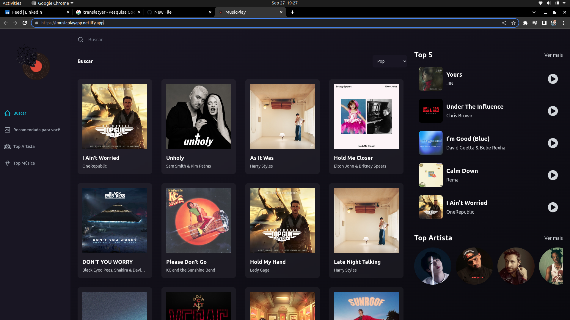 GitHub - FranGJ7/site-music: Site de música inspirado em Spotify com completa responsividade ...
