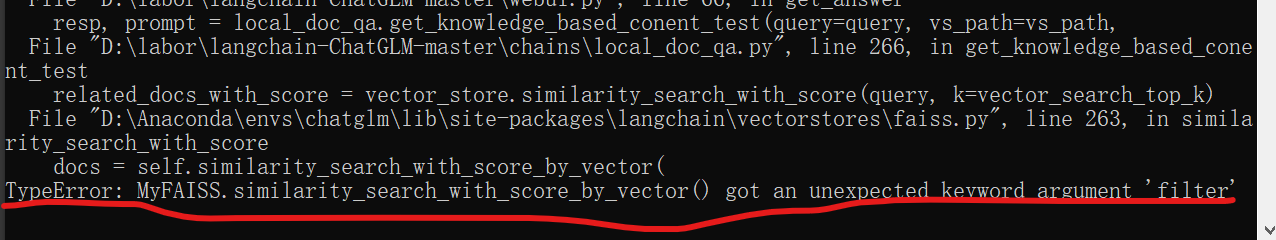 Typeerror Myfaiss Similarity Search With Score By Vector Got An Unexpected Keyword Argument