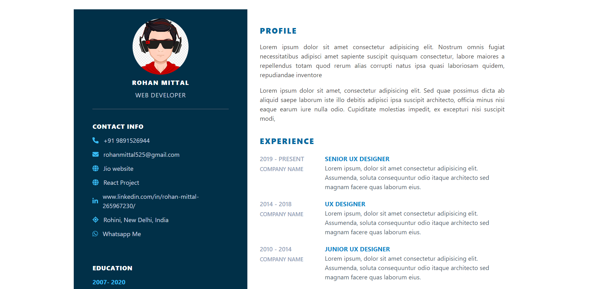 Github Rohanmittal1163resume This Is A Web Resume Frontend Project With Tech Stack Html Css 