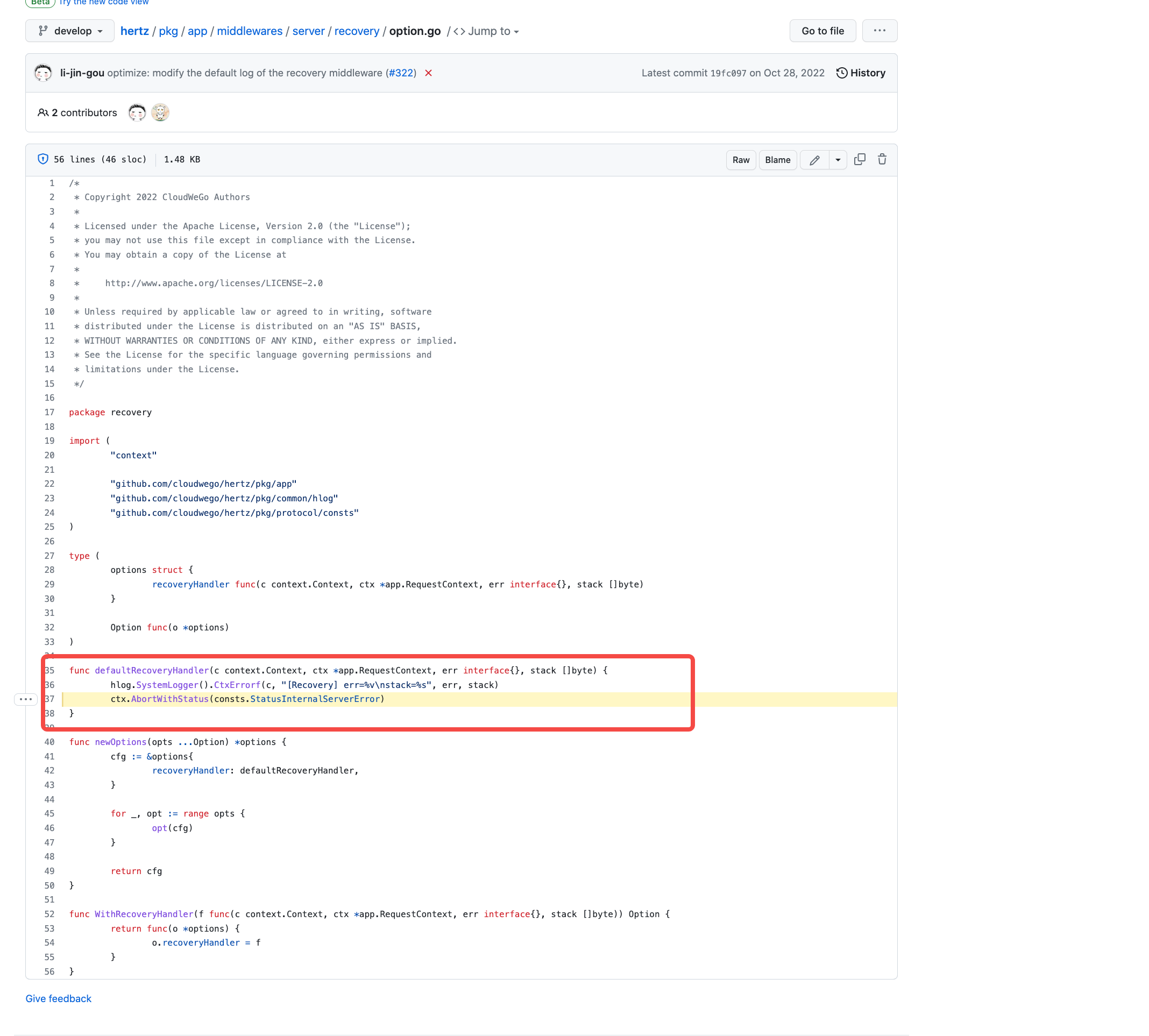 请问 为什么handler 中触发了 panic 却没有异常堆栈信息 · Issue #749 · cloudwego/hertz · GitHub