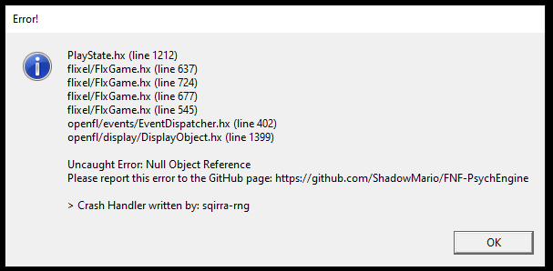 Null Object Reference Upon Starting Song · Issue 10137 · Shadowmariofnf Psychengine · Github 