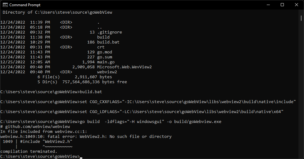 Webviewh104910 Fatal Error Webview2h No Such File Or Directory · Issue 879 · Webview