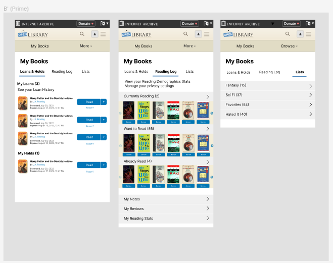 My Books page Mobile Navigation Redesign · Issue #6859 · internetarchive/openlibrary · GitHub