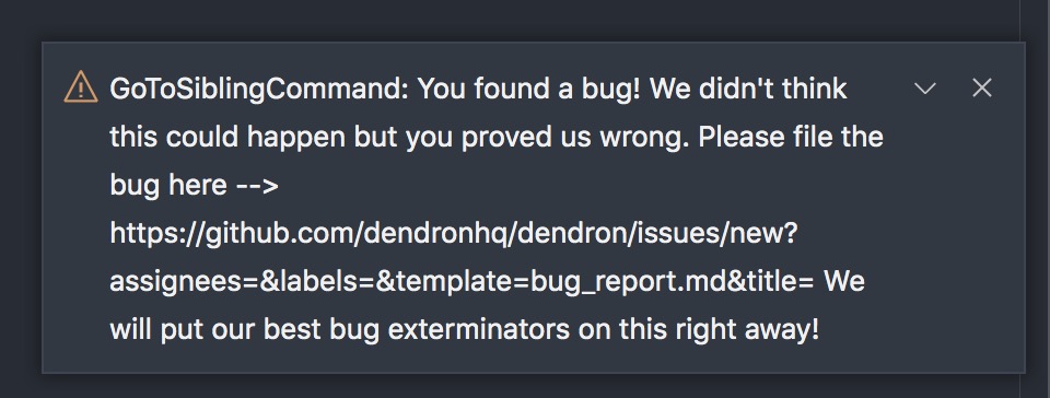 GoToSiblingCommand: You found a bug! We didn't think this could happen but you proved us wrong ...