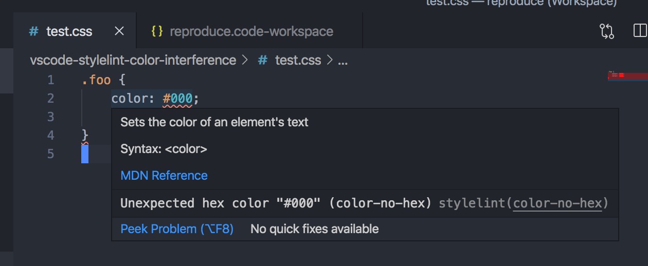 {"editor.colorDecorators": true} prevents inline stylelint feedback · Issue #138 · stylelint ...