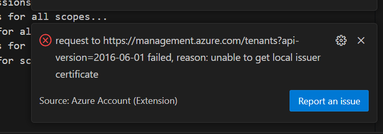VSCode failed to Azure sign in and cannot open Azure Bash after latest ...