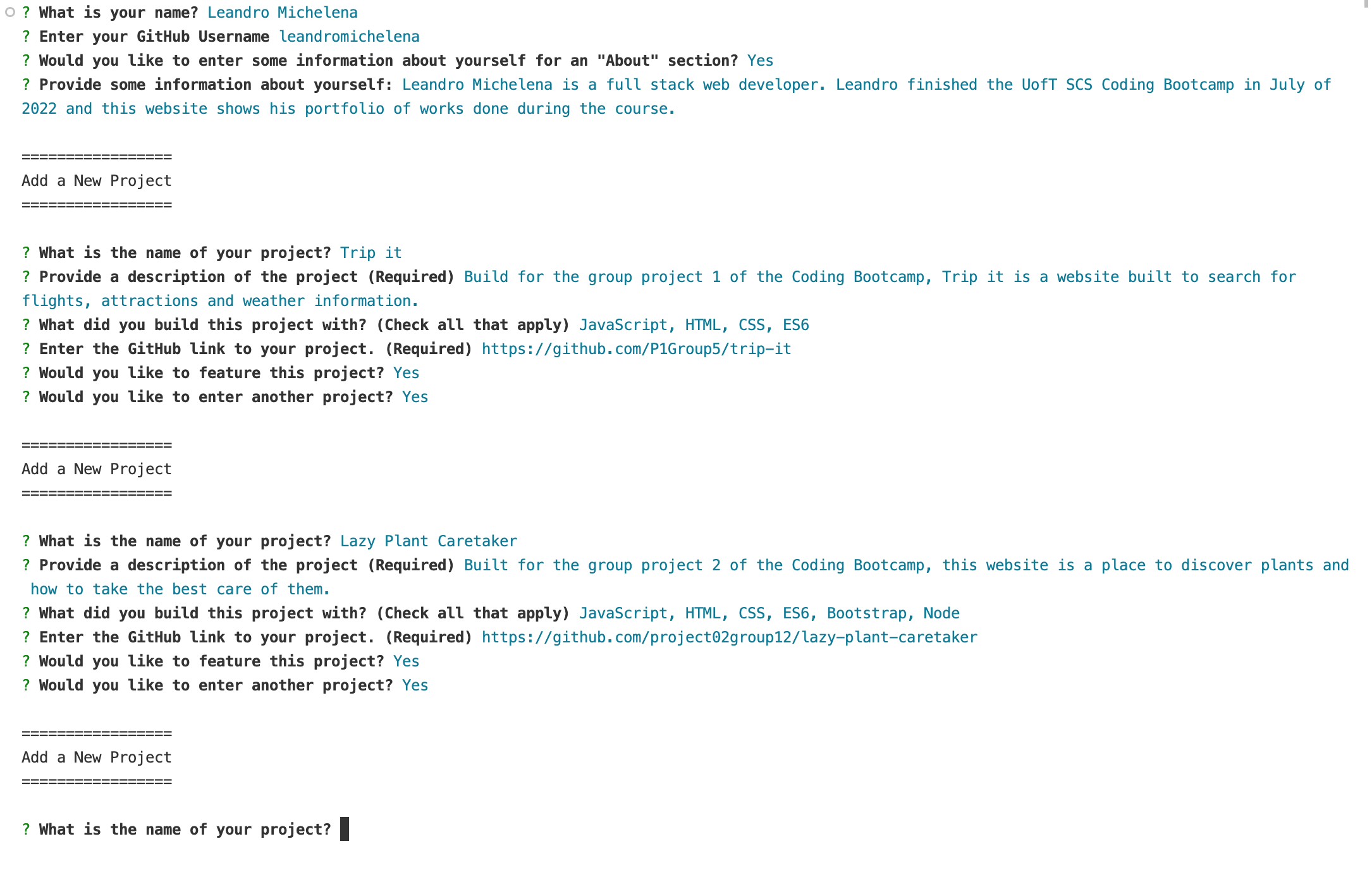 GitHub - leandromichelena/portfolio-generator: UofT Full Stack Coding Bootcamp module 9 exercise.