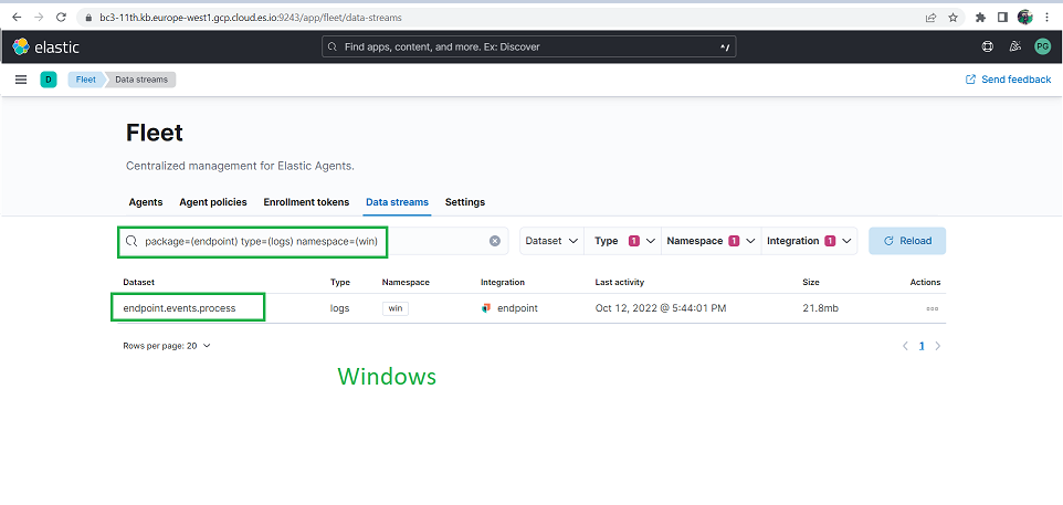 [Fleet]: Endpoint logs dataset are not shown on Data Streams page for Linux, Mac and Windows ...