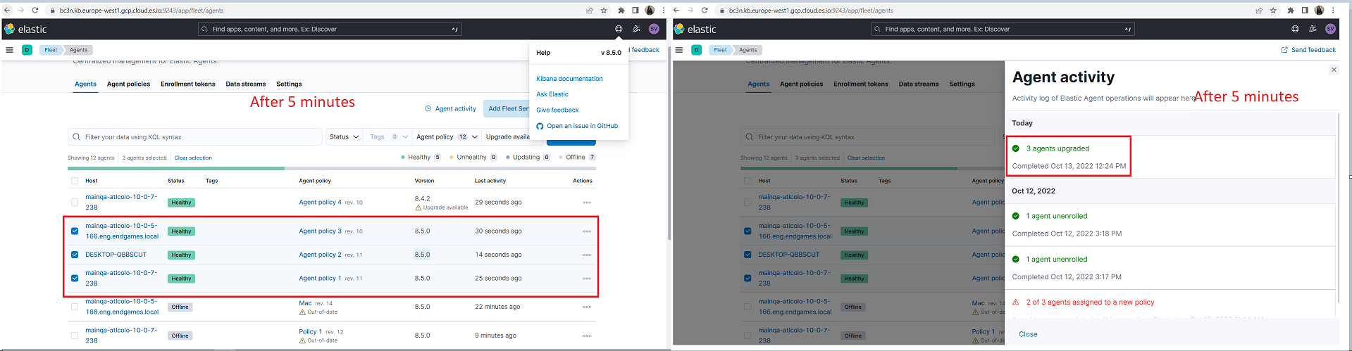 [Fleet]: User is unable to Abort the agent upgrade and the upgrading notification modal is not ...