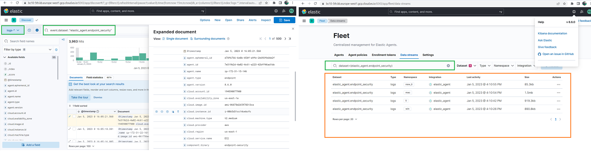 [Fleet]: `Metrics` data is not shown for 'elastic_agent.endpoint_security' dataset on the `Data ...