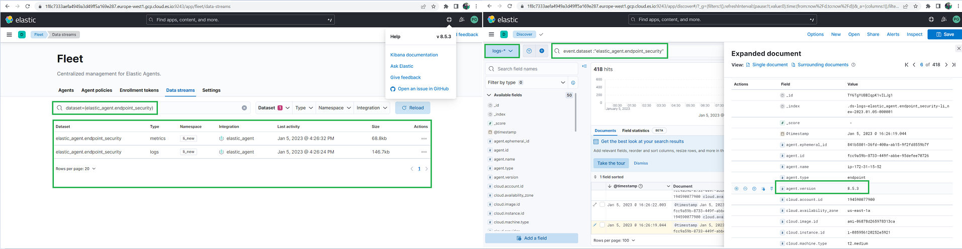 [Fleet]: `Metrics` data is not shown for 'elastic_agent.endpoint_security' dataset on the `Data ...