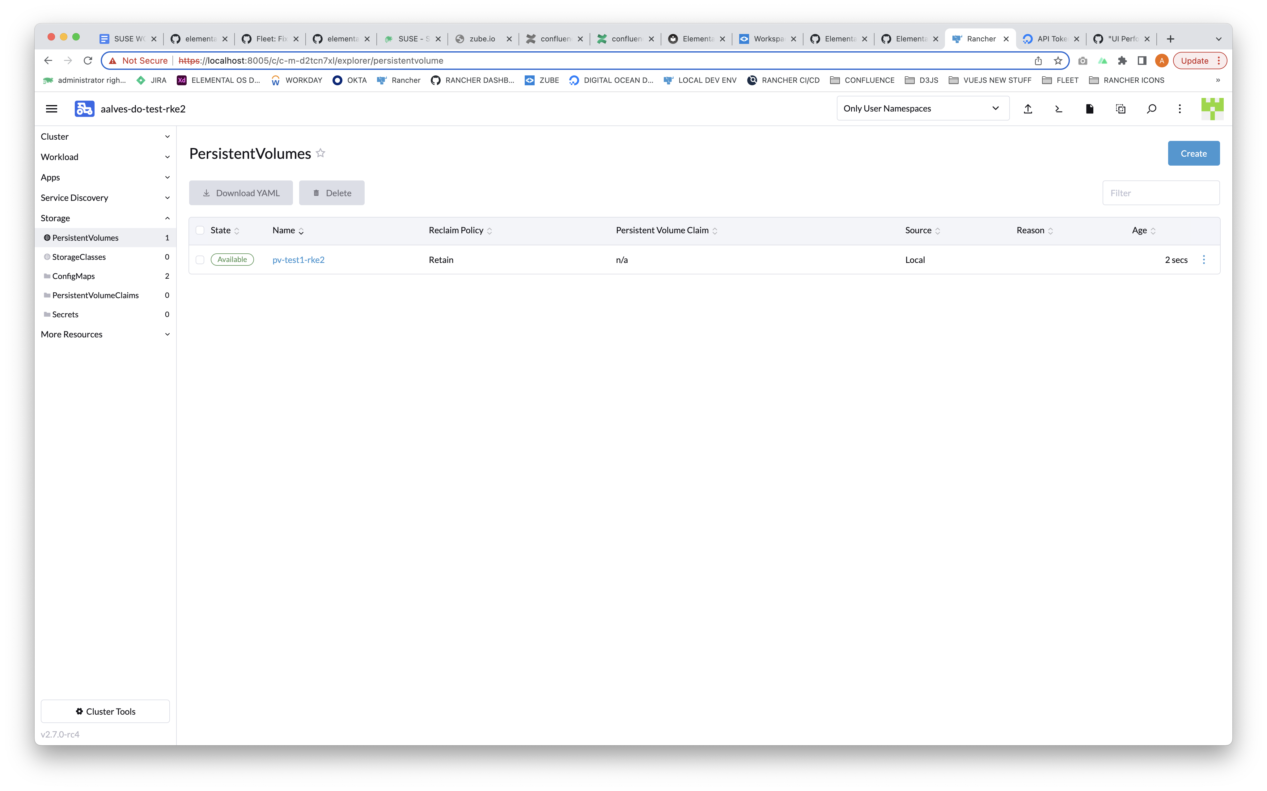 Missing dropdown to show multiple existing PVs or storage classes while creating a PVC · Issue ...