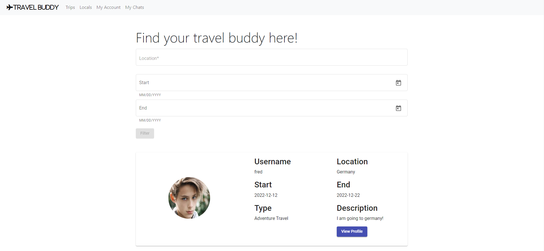 GitHub - angieyumin1997/travelbuddy: Travel buddy matches you with ...