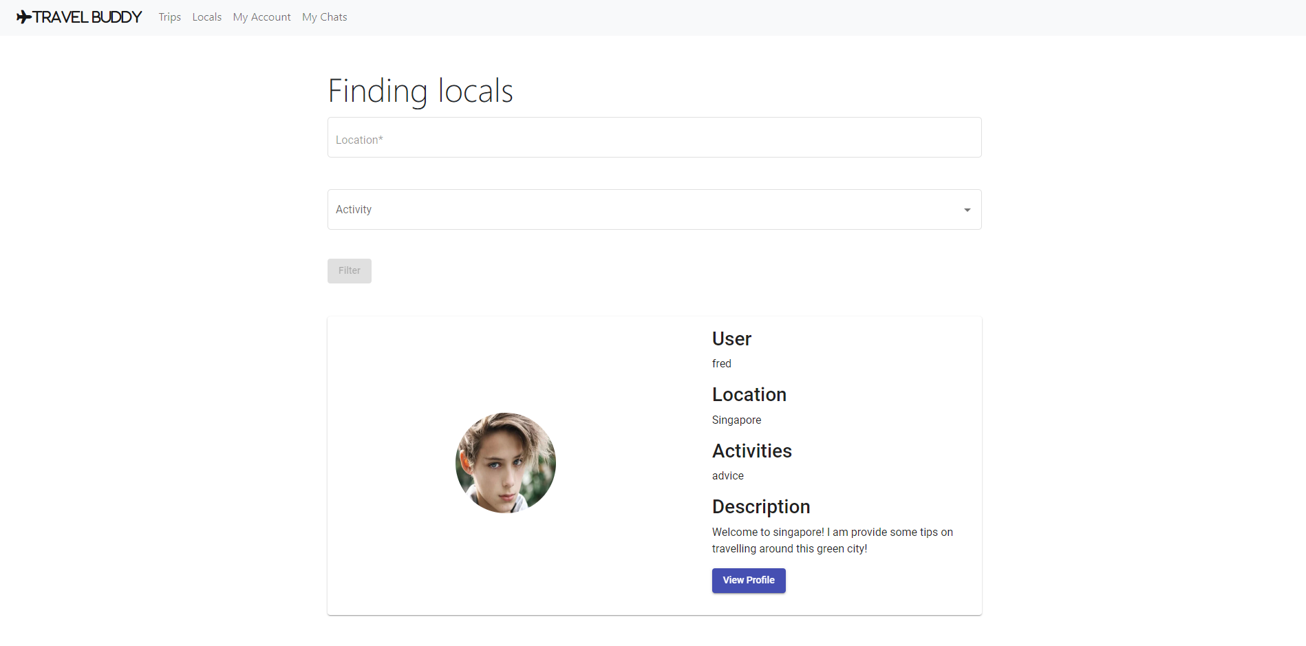 GitHub - angieyumin1997/travelbuddy: Travel buddy matches you with ...