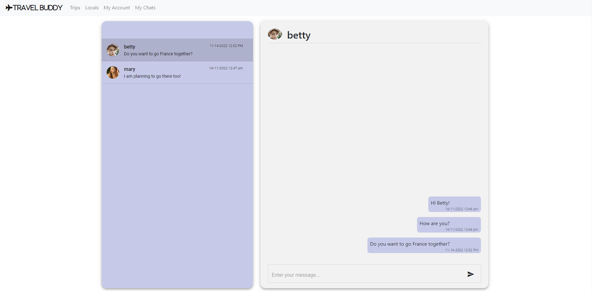 GitHub - angieyumin1997/travelbuddy: Travel buddy matches you with ...