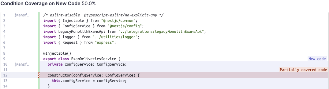 why is a constructor parameter considered a branch and not covered ...