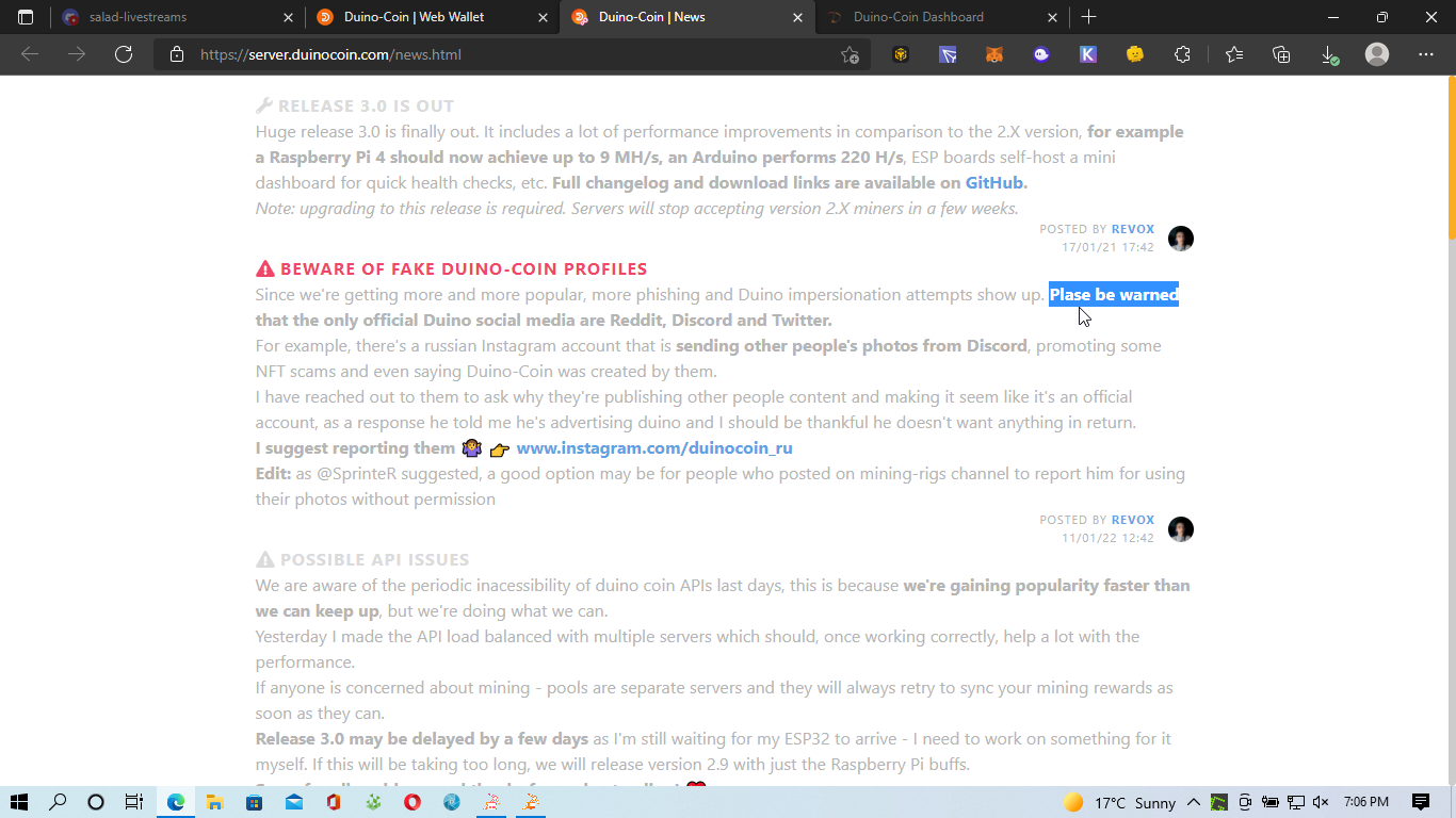 Typo Fix in news.html under server.duinocoin.com · Issue #1257 · revoxhere/duino-coin · GitHub