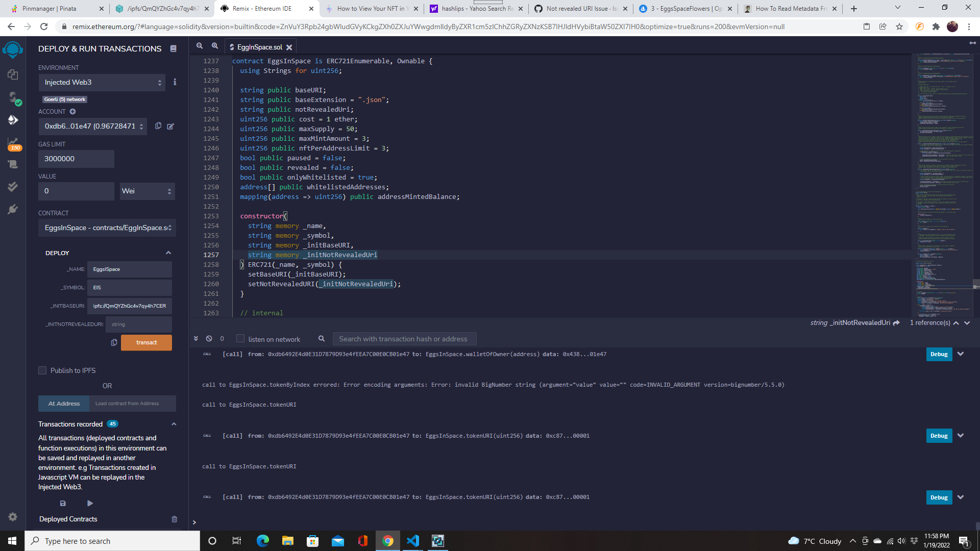 Can Mint On Goerli But No Metadata On The Token Id · Issue 29 · Hashlips Solidity Smart