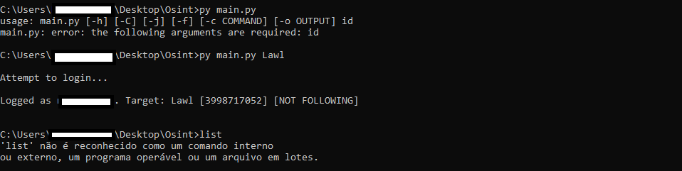 I can't list commands · Issue #419 · Datalux/Osintgram · GitHub