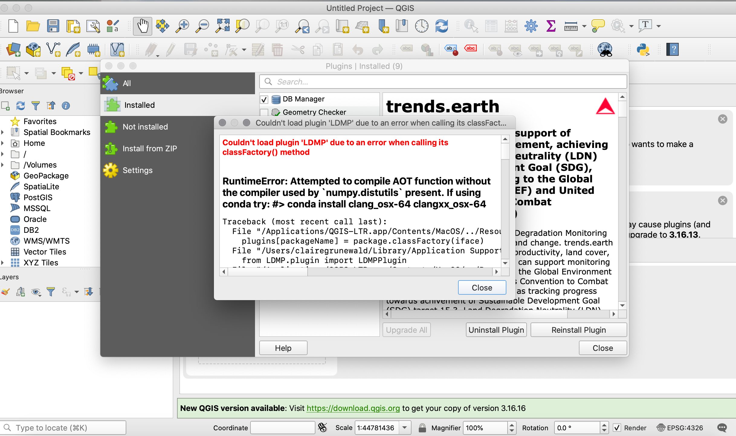 Trends.Earth plug in not loadable in QGIS · Issue #520 · ConservationInternational/trends.earth ...