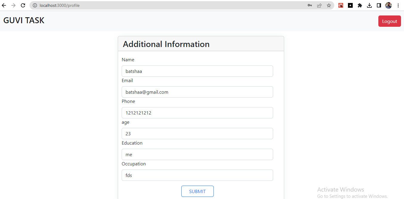 GitHub - vivekanandhansj/guvi-intern-client