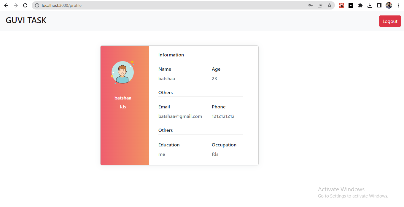 GitHub - vivekanandhansj/guvi-intern-client