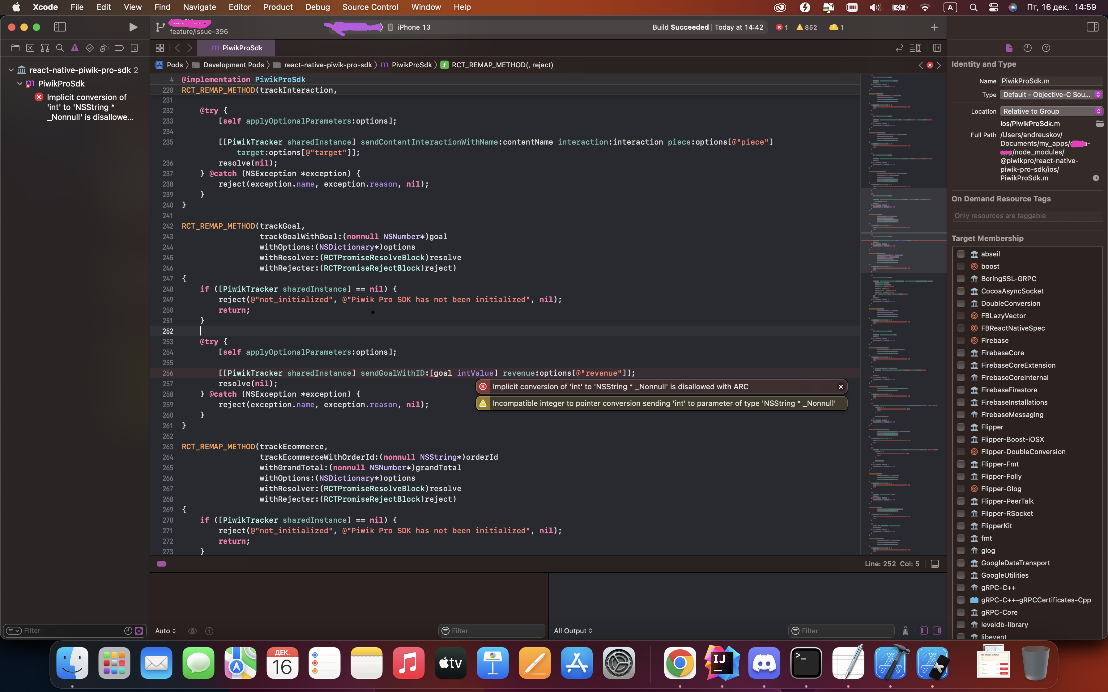 implicit conversion of 'int' to 'NSString * _Nonnull' is disallowed ...